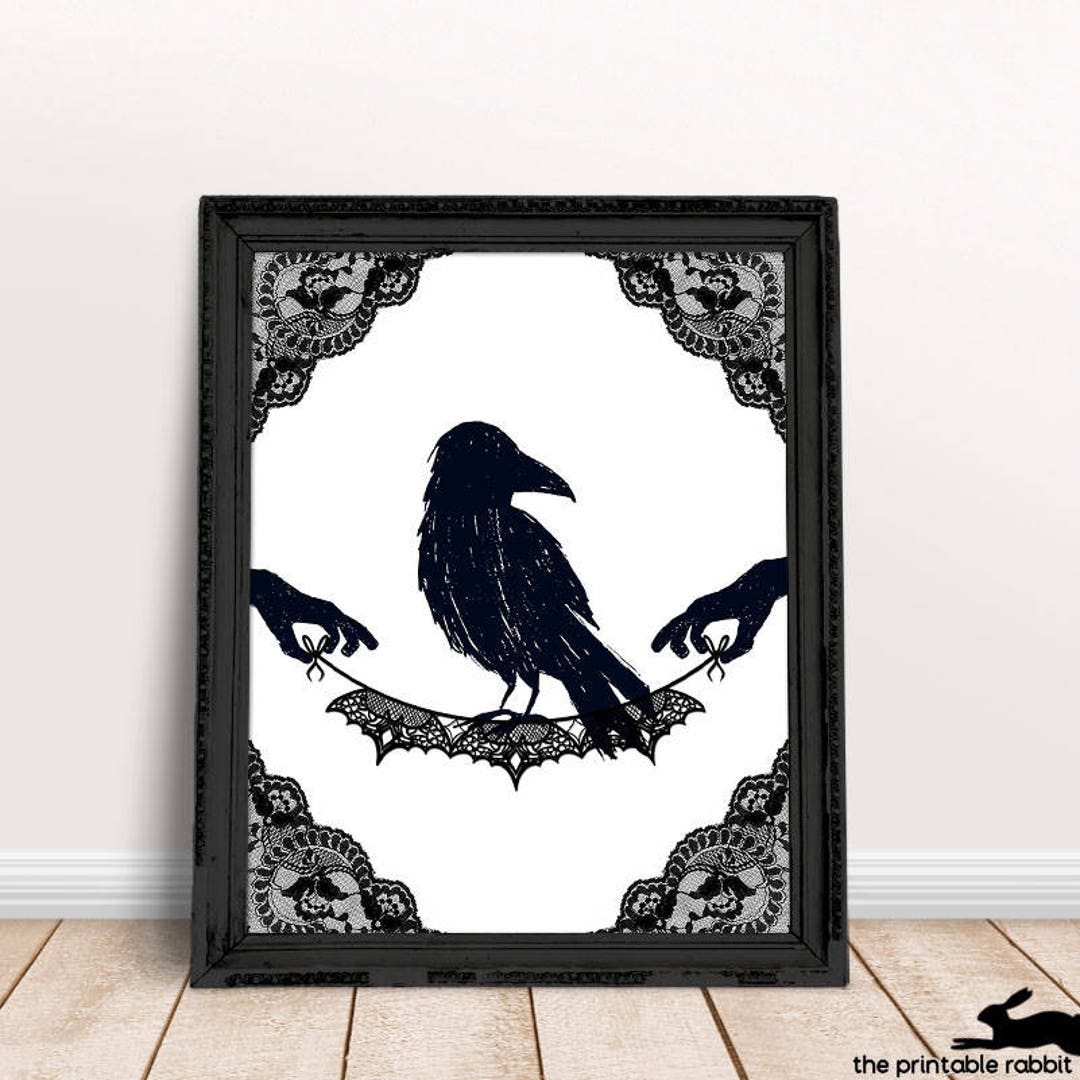 PRINTABLE Crow Halloween Decoration Crow Artwork Raven Door Decor Black ...