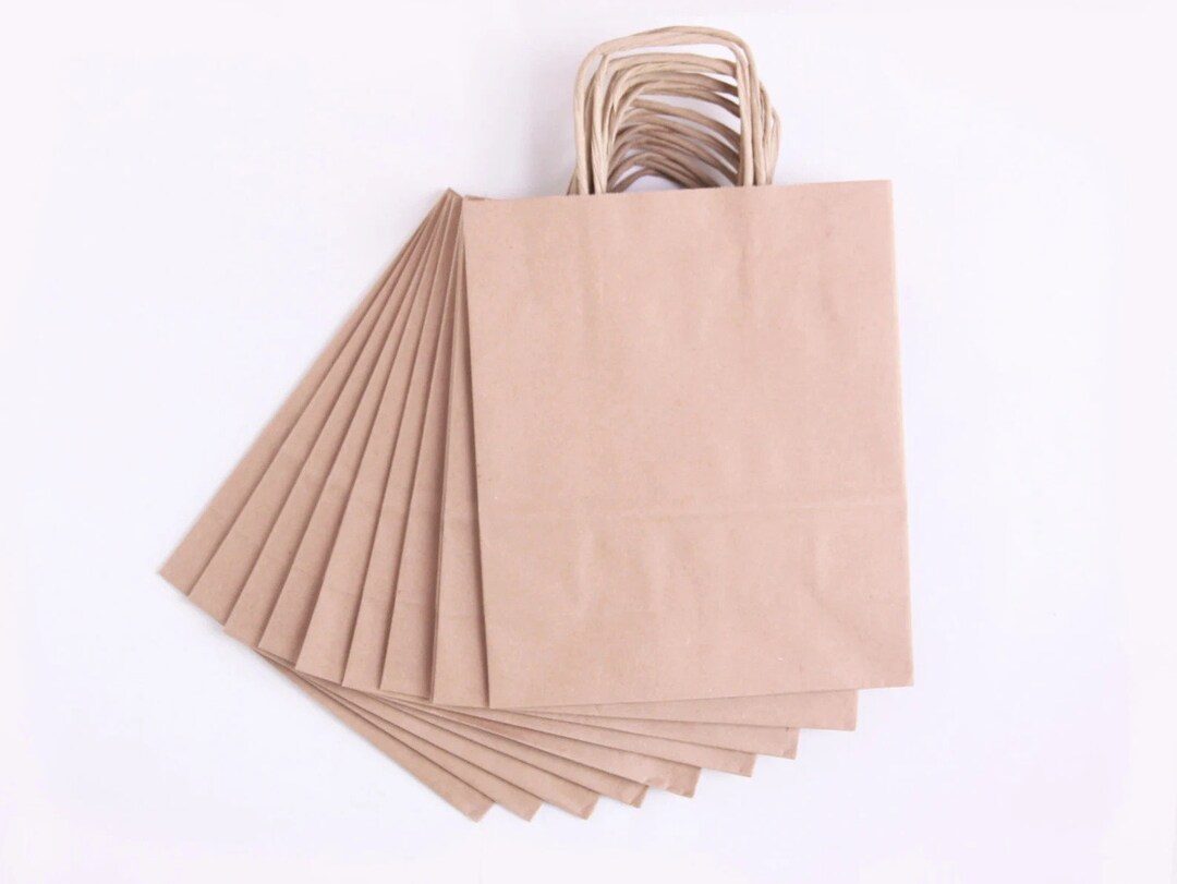 Set of 25 Brown Kraft Paper Bag With Handles, 8 X 7'' , 20x18 Cm - Etsy