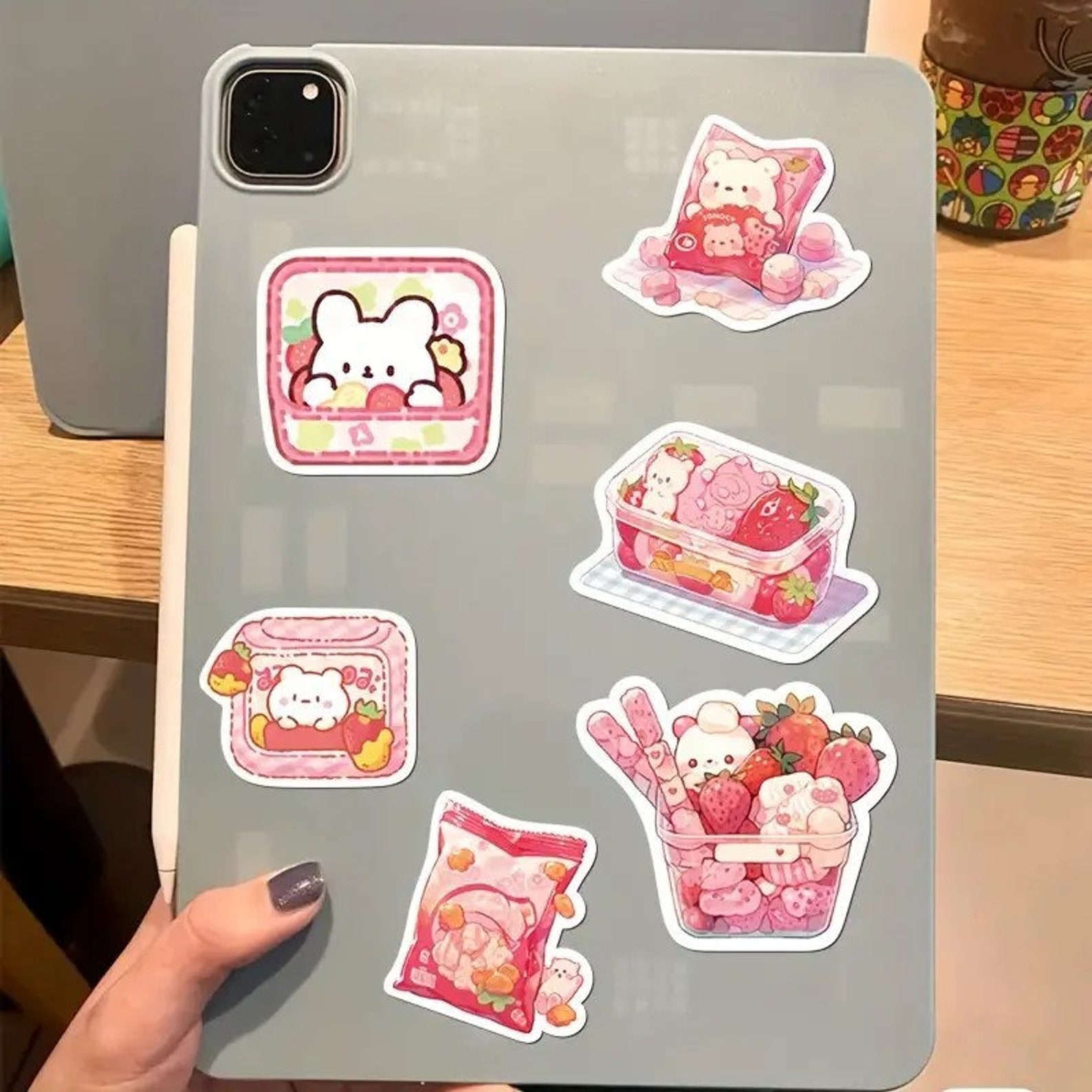 50 Pcs Pink Kawaii Rabbit Stickers, Cute Snacks Stickers Pack, Vinyl ...