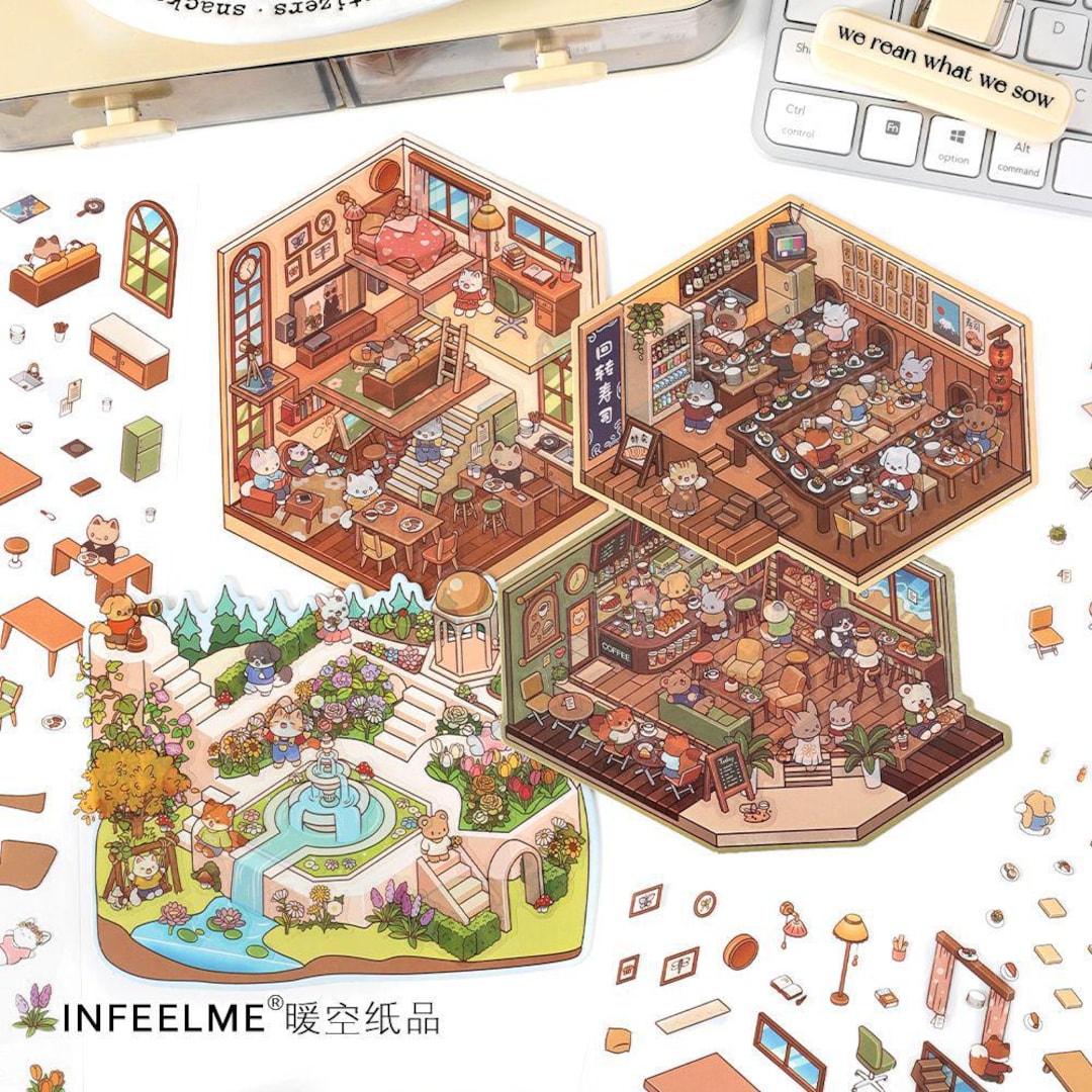 Scenery Stickers Convenience Store 3D Sticker Collection, DIY Miniature ...
