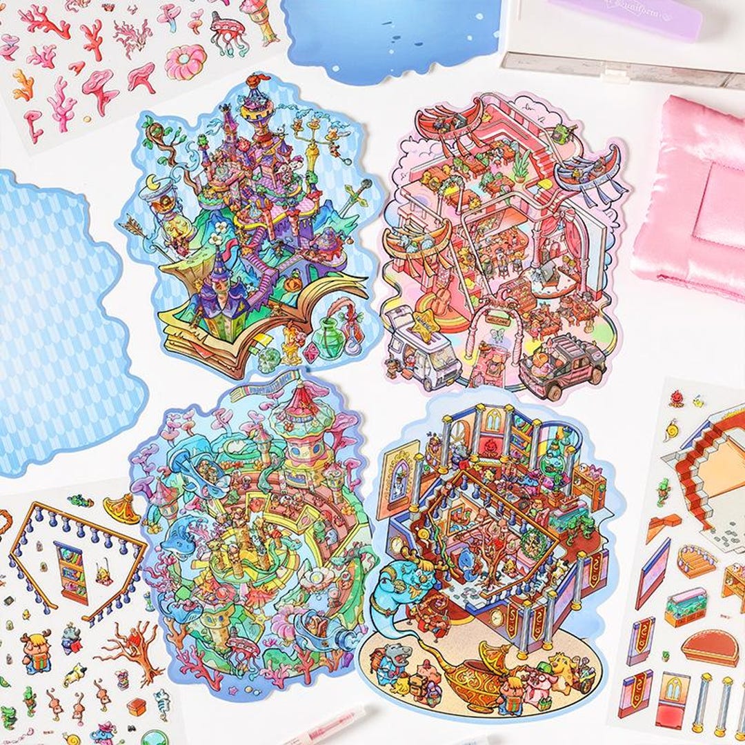Big Size Magic World 3D Scene Sticker Collection, DIY Miniature ...