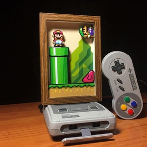 Super Mario Pixel Art Shadow Box 7"x5" | Nintendo Art - Etsy