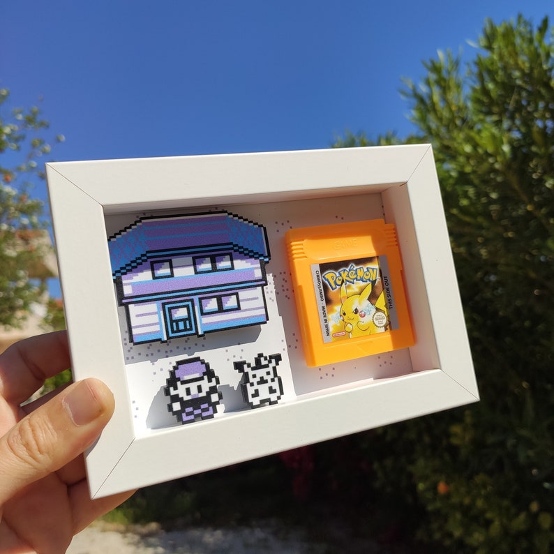 Pokemon Yellow Shadowbox With Cartridge Pikachu and Ash Art - Etsy