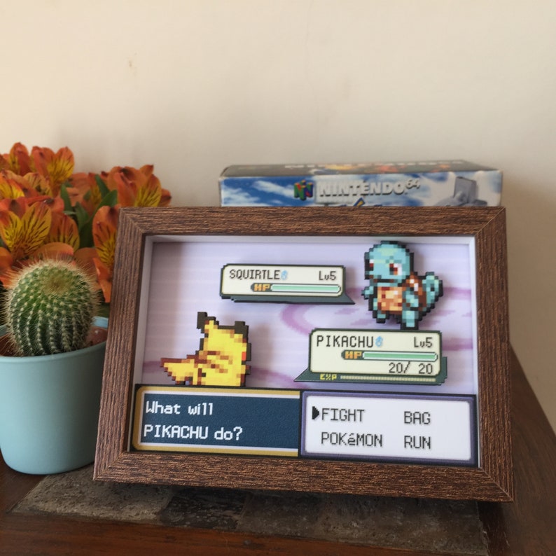 Pokemon Shadow Box Pikachu VS Squirtle for Your Gamer Desk | Etsy