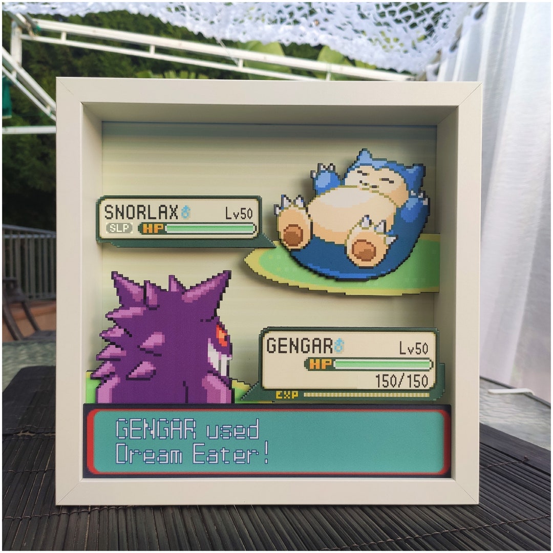 Snorlax Sleeping Shadow Box With Gengar Birthday Pokemon Gift for ...