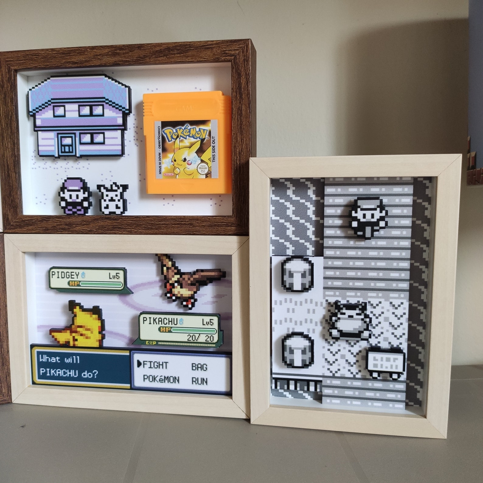 Pokemon Yellow Shadowbox With Cartridge Pikachu and Ash Art - Etsy