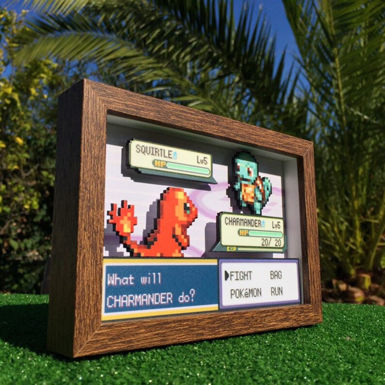 Pokemon Shadow Box Gifts Charmander VS Squirtle Mini Game - Etsy