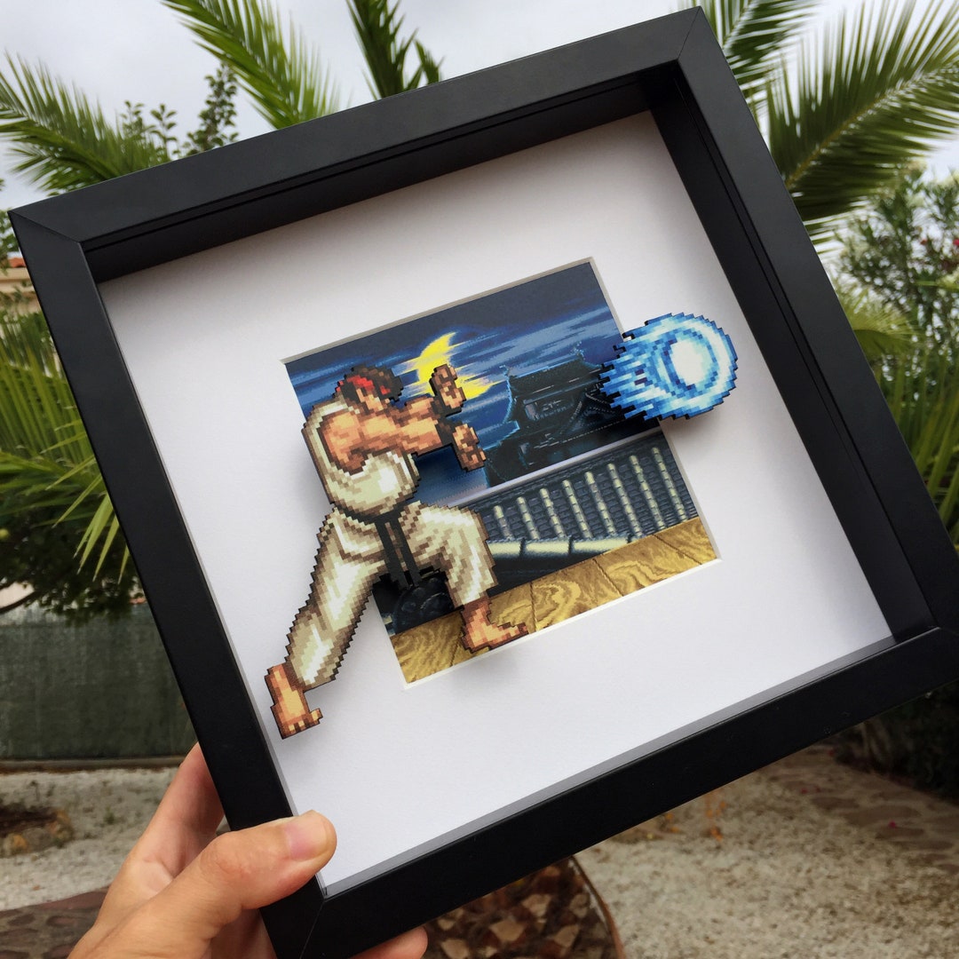 Street Fighter Ryu Hadouken Shadow Box / Video Game Gift / Retro Gaming ...