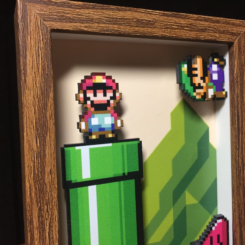 Super Mario Pixel Art Shadow Box 7x5 Nintendo - Etsy Denmark