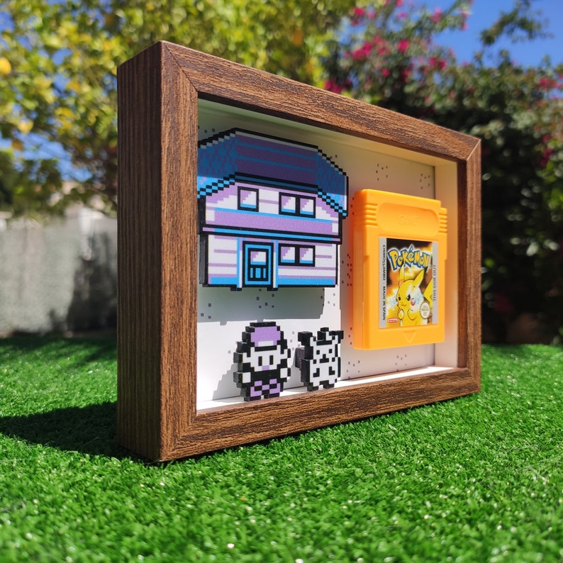 Pokemon Yellow Shadowbox with Cartridge Pikachu and Ash Art | Etsy