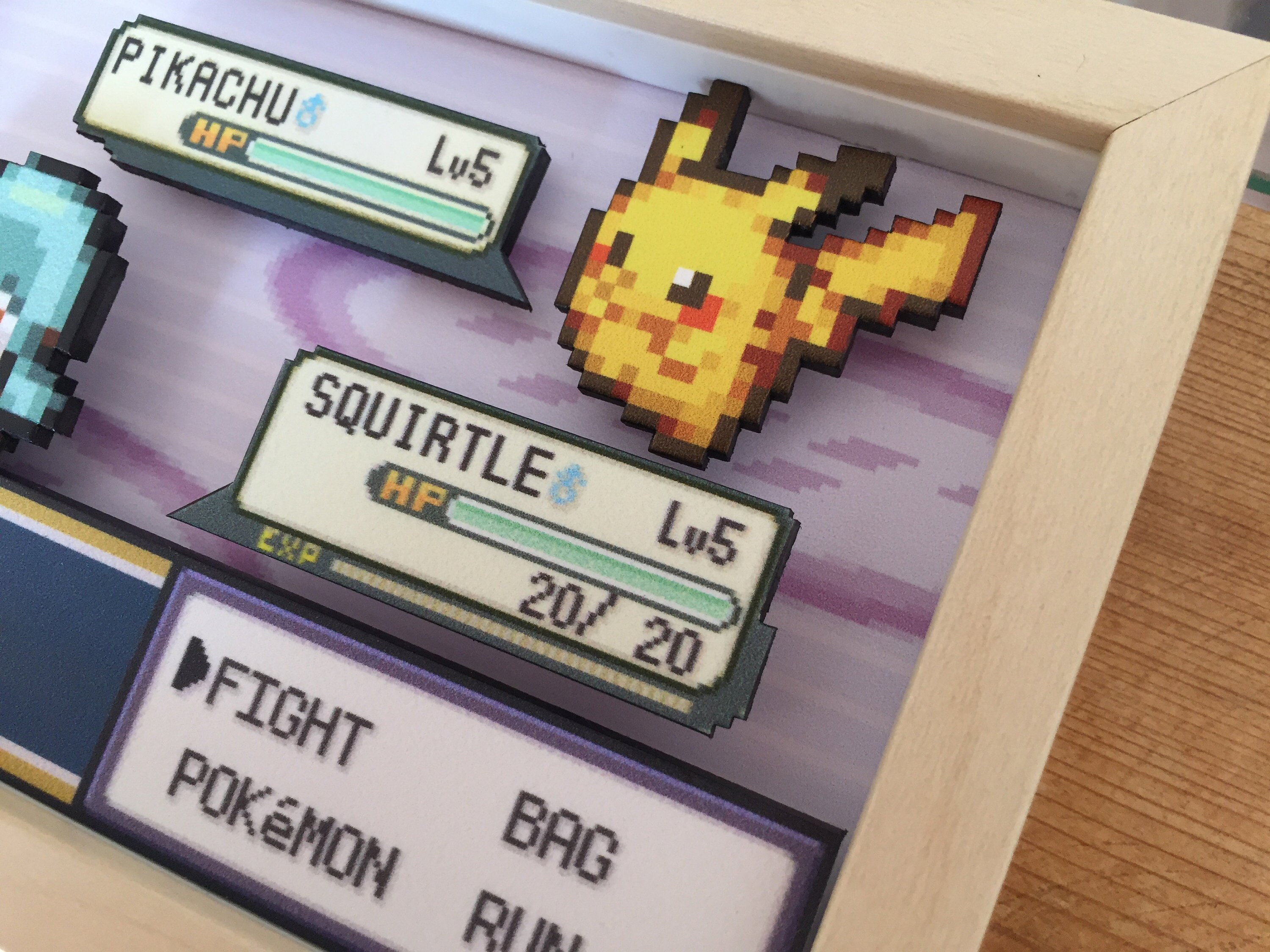 Pokemon Shadow Box Pikachu VS Squirtle for Your Gamer Desk - Etsy