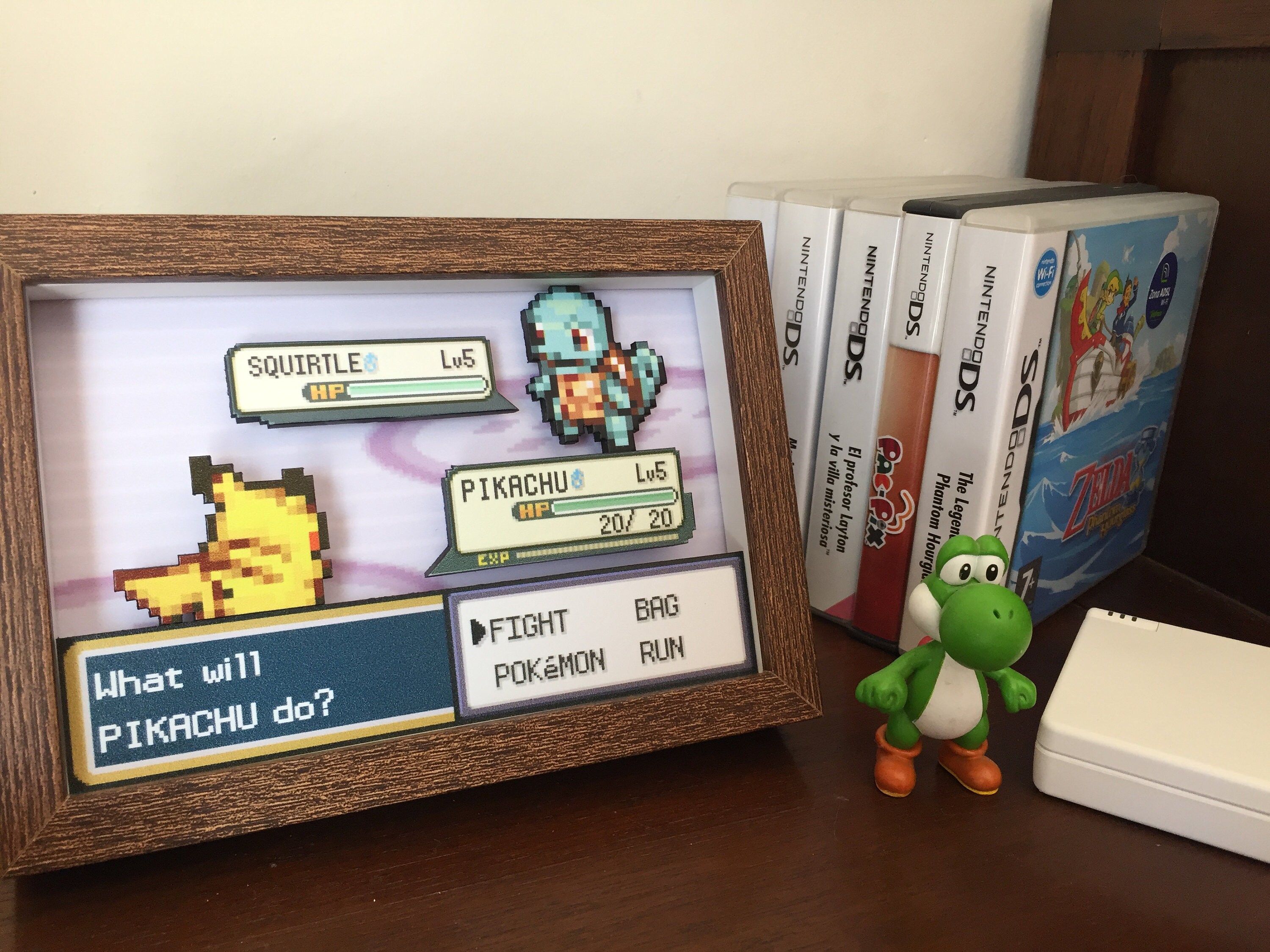 Pokemon Shadow Box Pikachu VS Squirtle for Your Gamer Desk | Etsy