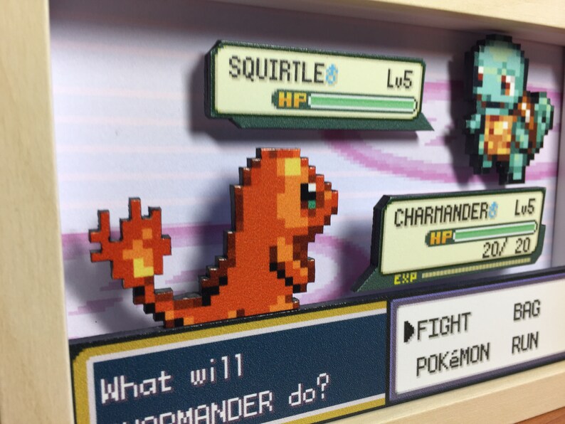 Pokemon Shadow Box Gifts Charmander VS Squirtle Mini Game - Etsy