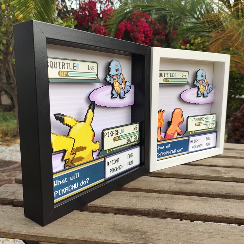 Pokemon Pikachu VS Squirtle Shadow box Nintendo shadowbox | Etsy
