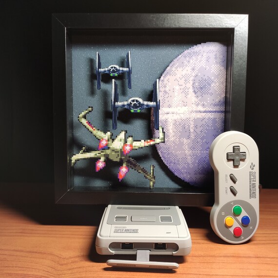 Star Wars Wall Art SNES Shadowbox With Double X-wing and Tie | Etsy