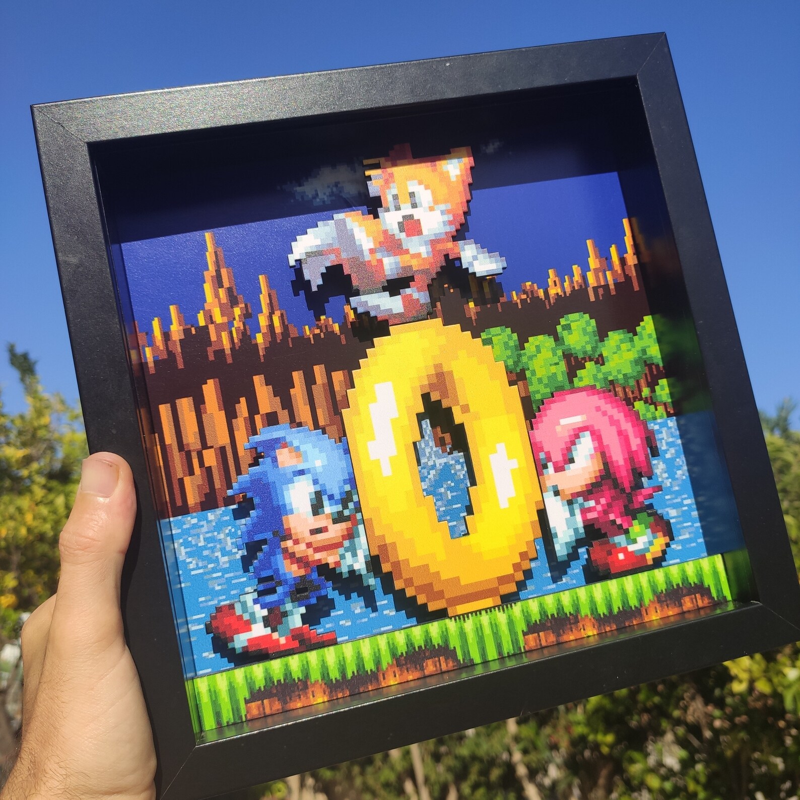 Sonic Ring 3D Shadow Box Sega 3D Shadow Box Framed Sonic | Etsy