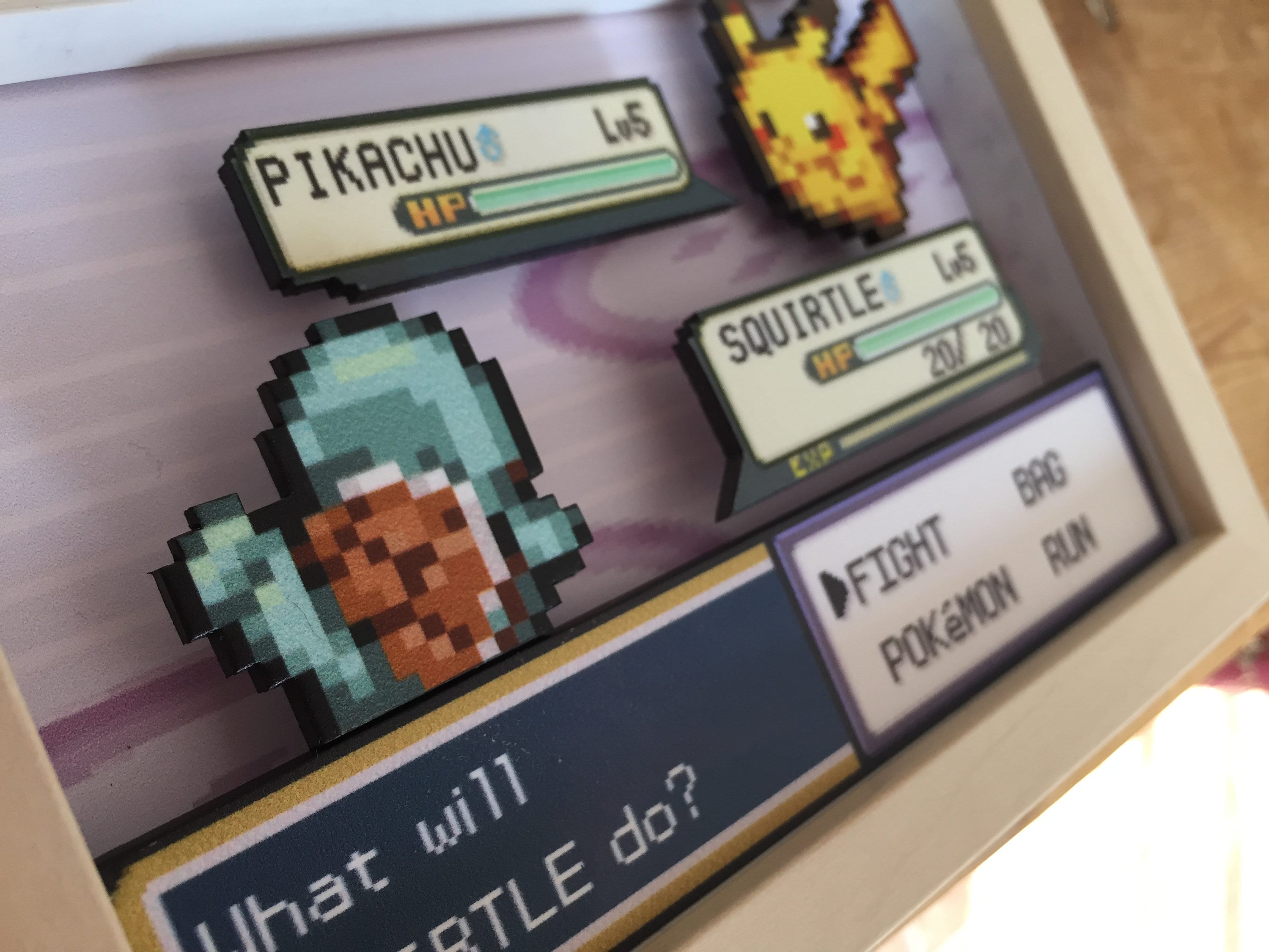 Pokemon Shadow Box Pikachu VS Squirtle for Your Gamer Desk | Etsy