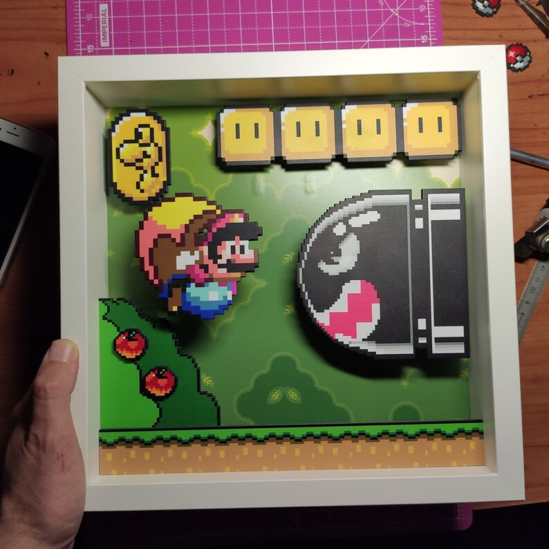 Super Mario World Shadow Box Diorama Nintendo Art Cube Frame - Etsy