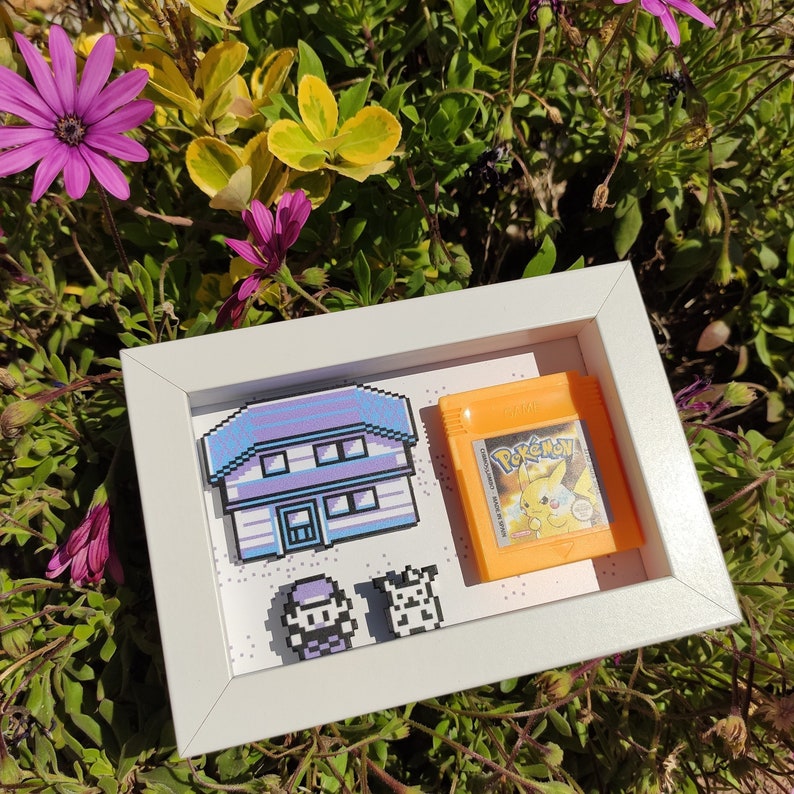 Pokemon Yellow Shadowbox With Cartridge Pikachu and Ash Art - Etsy
