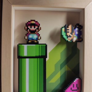 Super Mario Pixel Art Shadow Box 7"x5" | Nintendo Art - Etsy