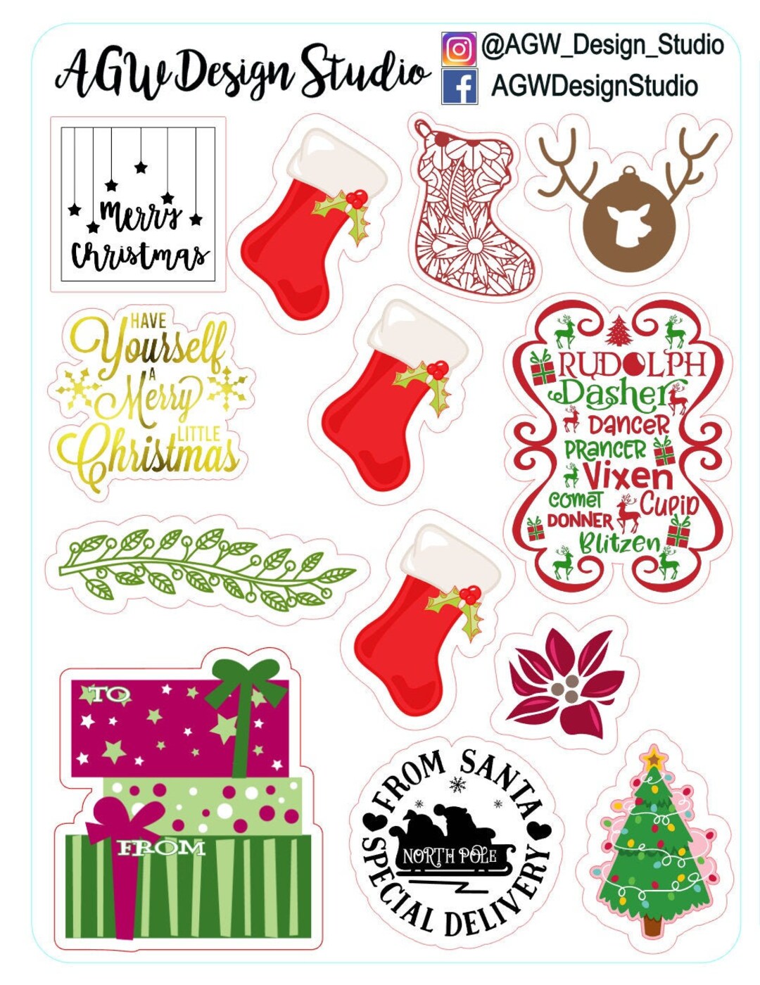 Christmas Stickers, Bullet Journal Stickers, Planner Stickers ...