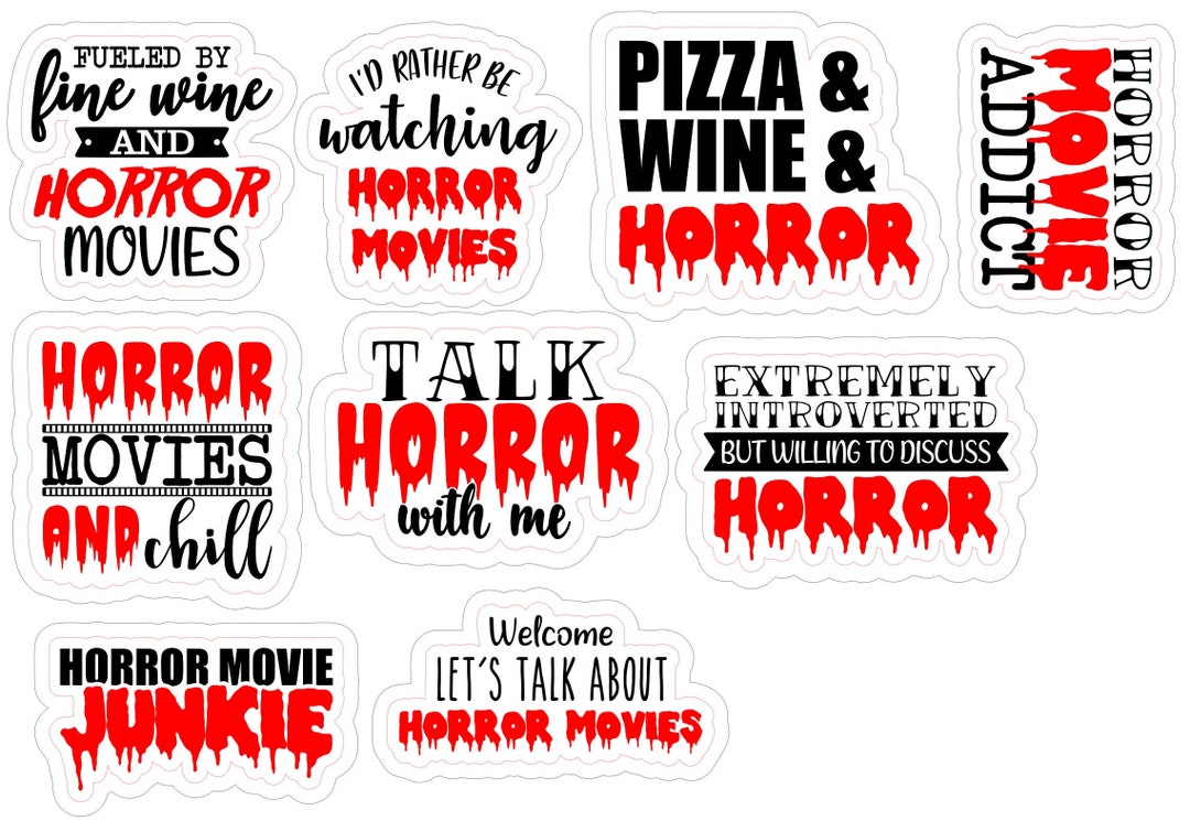 Horror Movie Junkie Sticker Set - Horror Movie / Talk Horror / Pizza ...