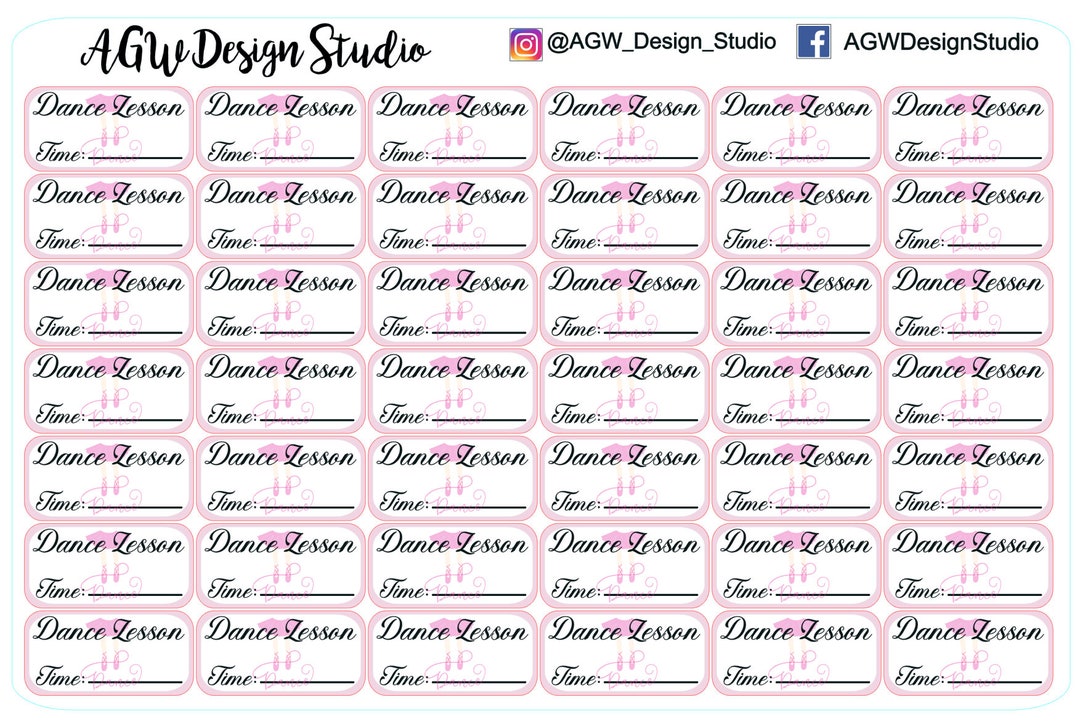 Dance Lesson Reminder Boxes - Custom Planner Stickers - Planner ...