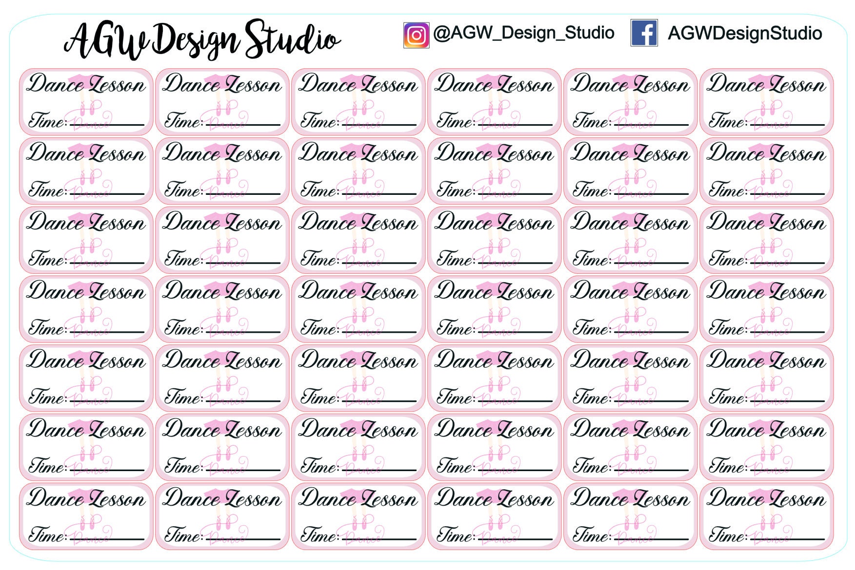 Dance Lesson Reminder Boxes - Custom Planner Stickers - Planner ...