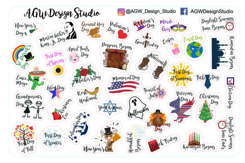 United States Holiday Stickers - Custom Made - Holidays - Bullet ...