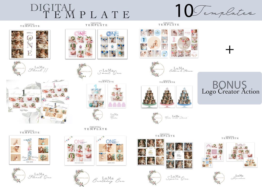 MEGA BUNDLE - Photoshop Digital Template, Cake Smash Template, First ...