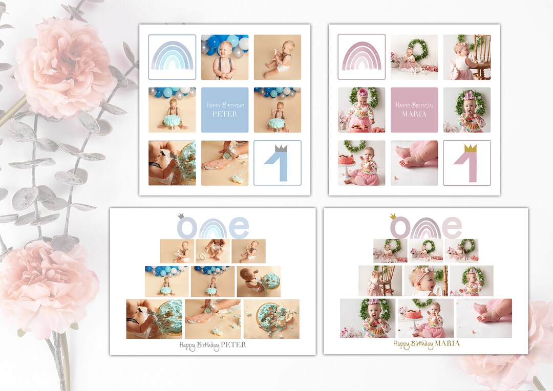 Rainbow Cake Smash Collage Template for Photoshop, Digital Template ...