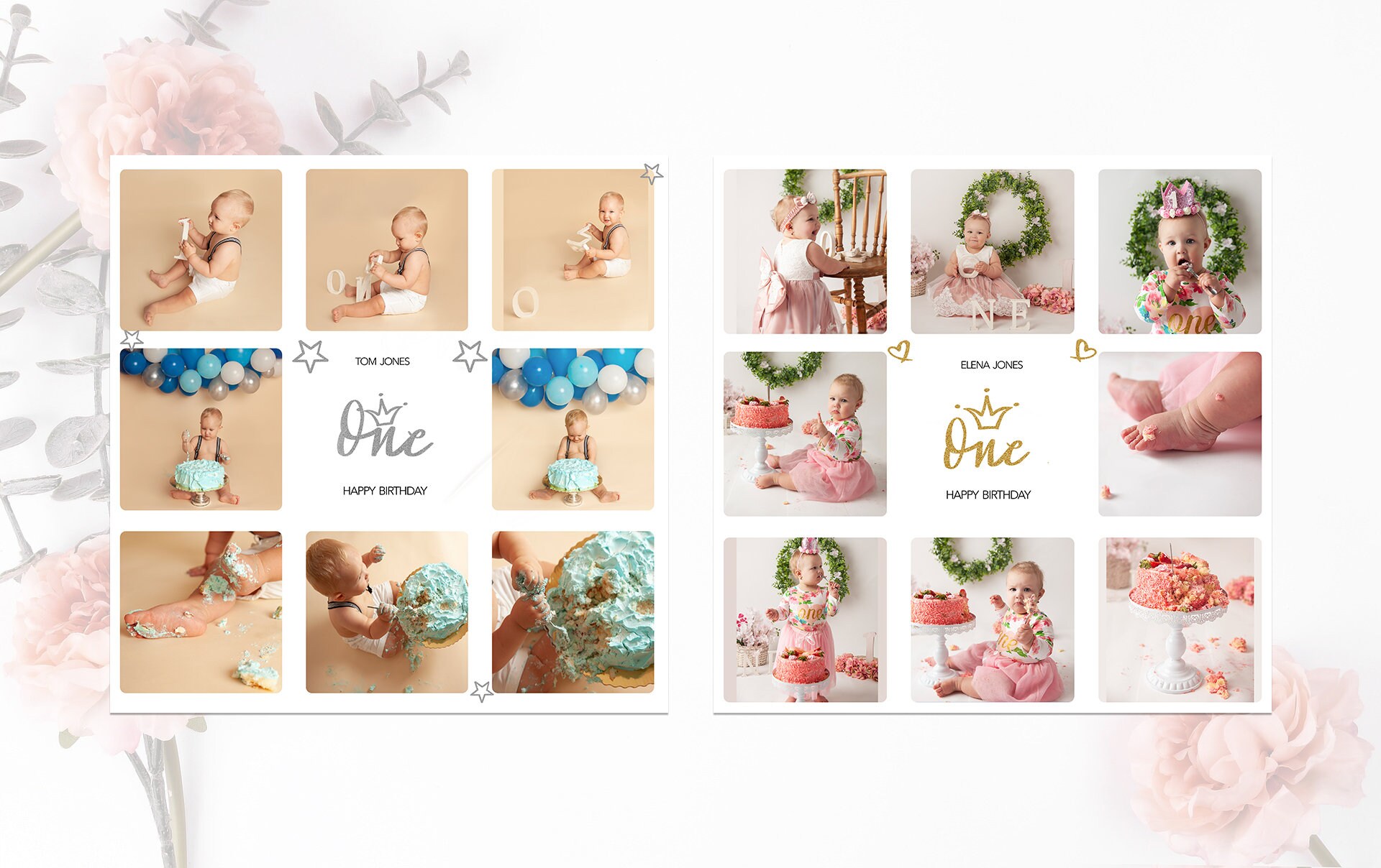 Cake Smash Collage Digital Template , Photoshop Digital Template ...