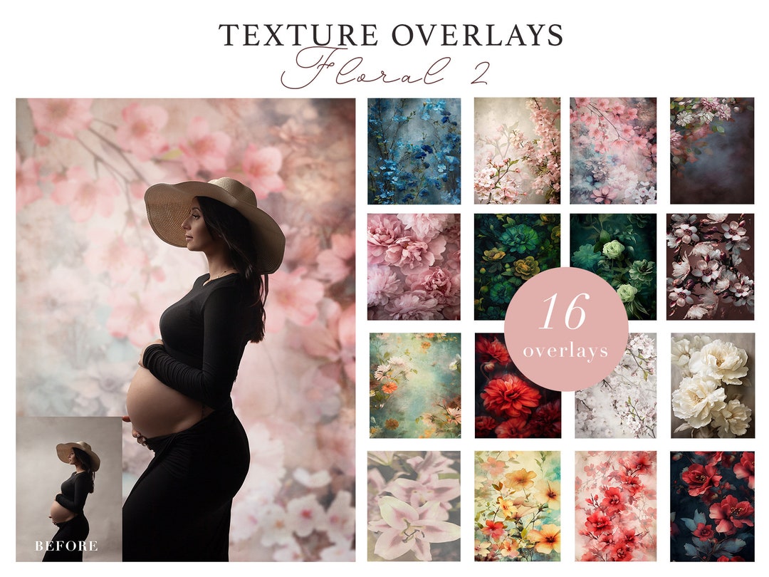 Collection of 16 Floral Overlays, Digital Overlays, Photoshop Digital ...