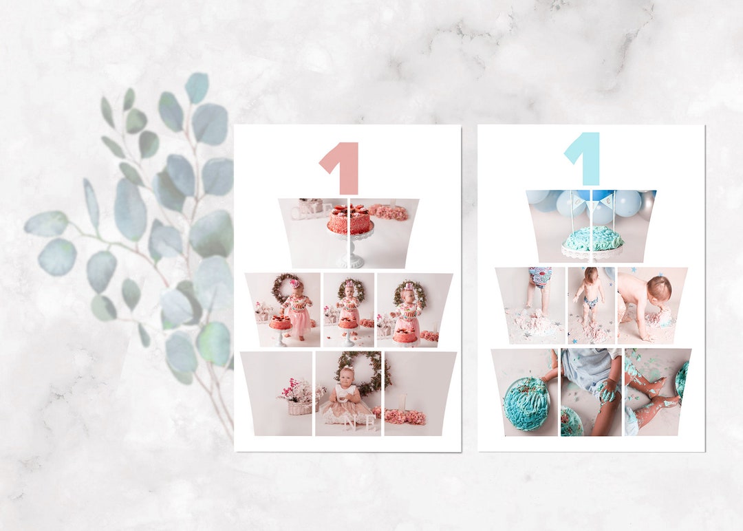 Digital Cake Smash Collage Template for Photographers, Parents 2 ...