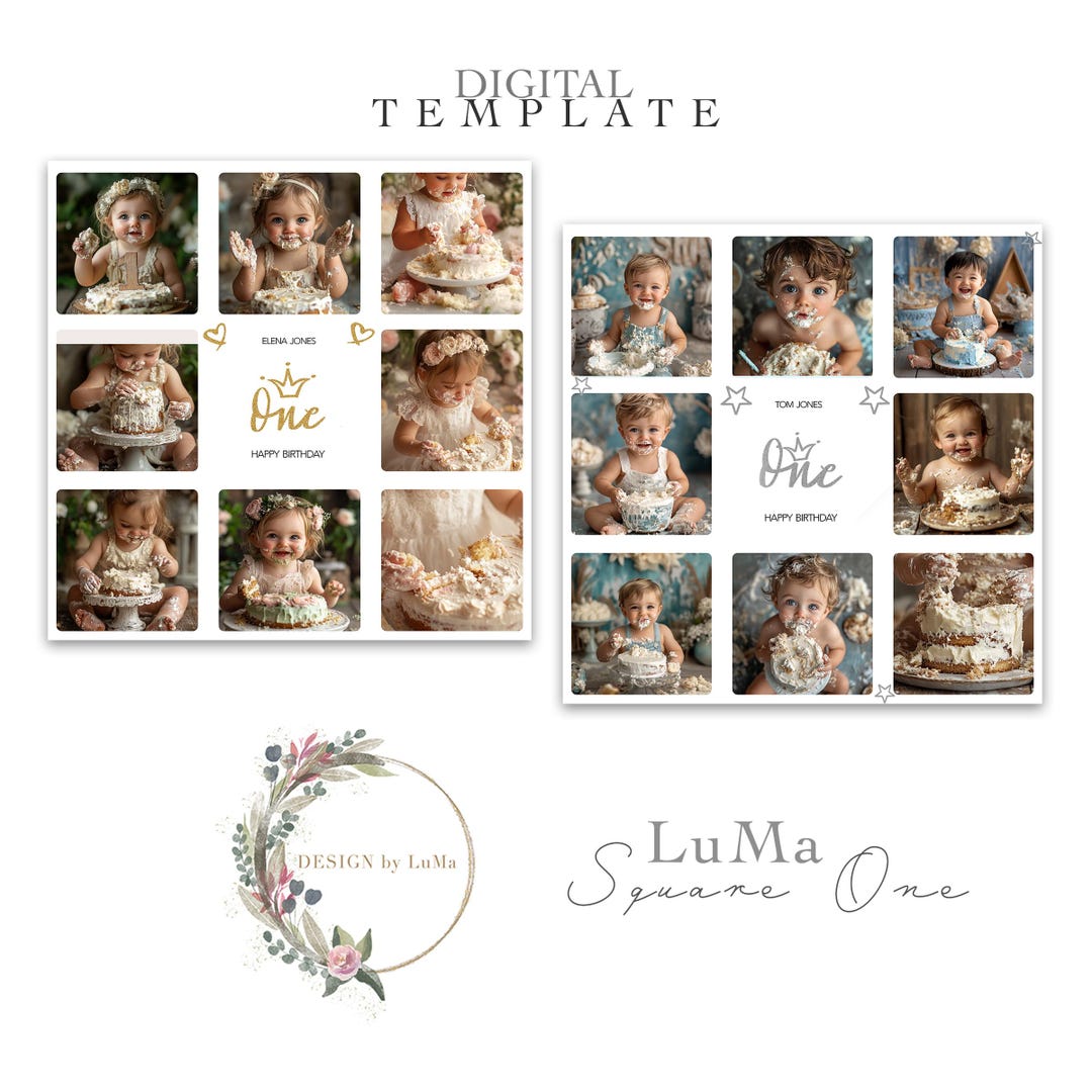 Cake Smash Collage Digital Template , Photoshop Digital Template ...