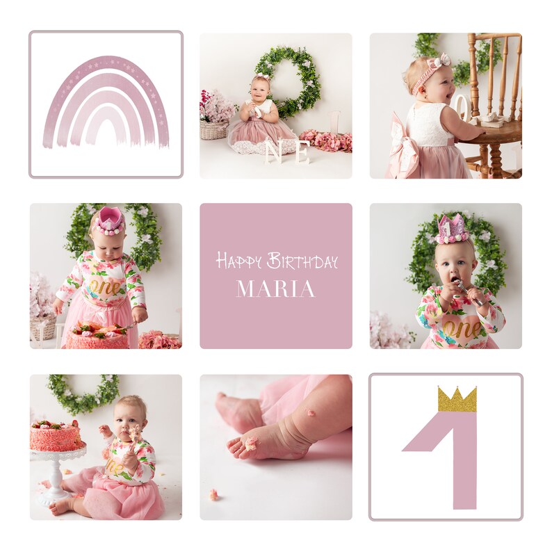 Rainbow Cake Smash Collage Template for Photoshop, Digital Template ...