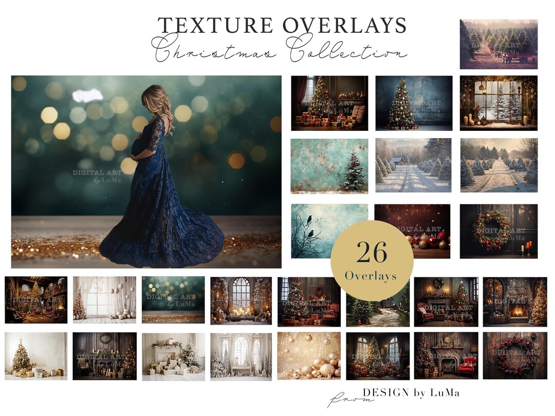 Luma Collection of 26 Christmas Backgrounds, Digital Background ...
