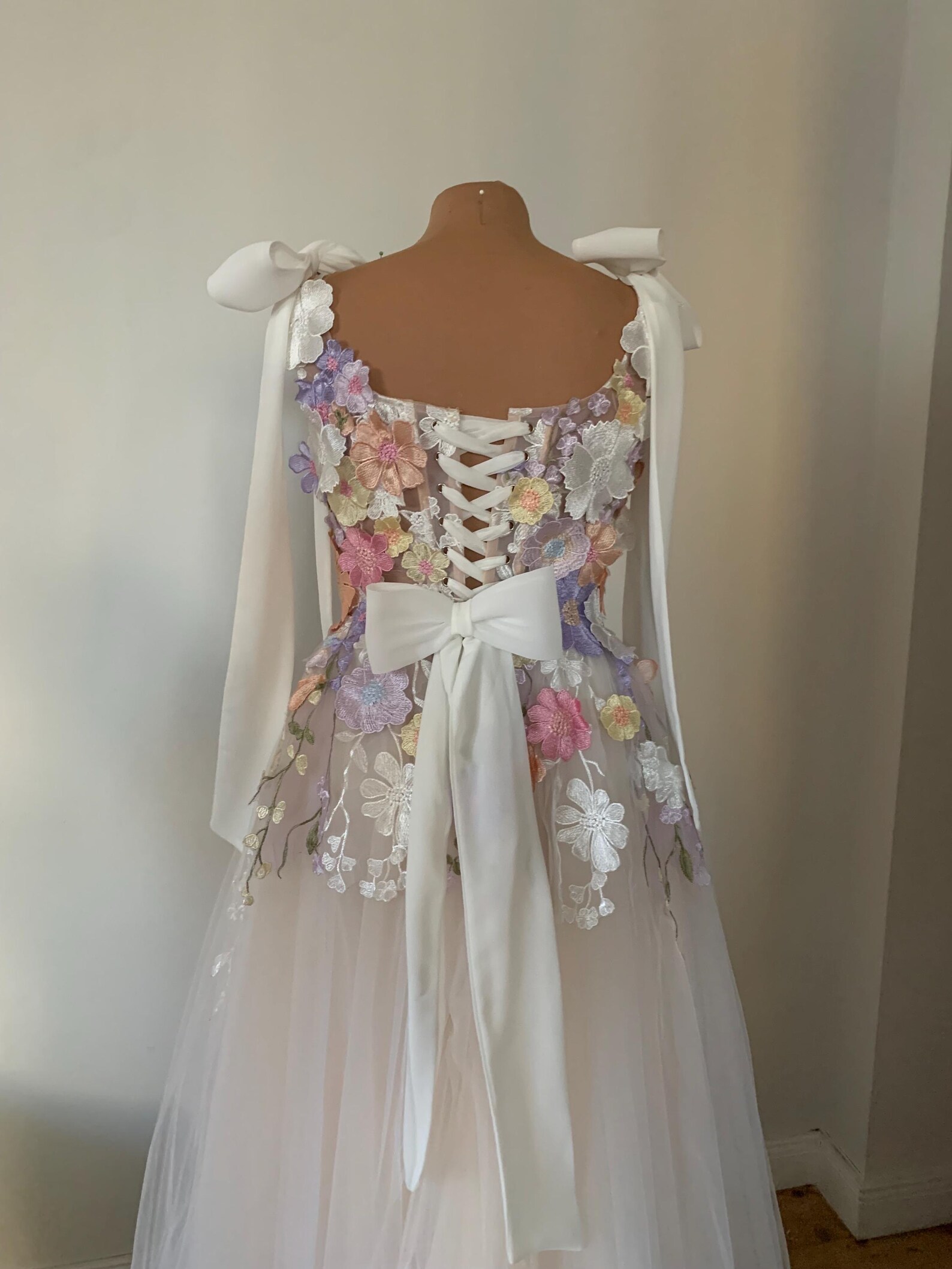Tulle Corset Dress, Colorful 3D Flowers, Hand-decorated, Wedding ...