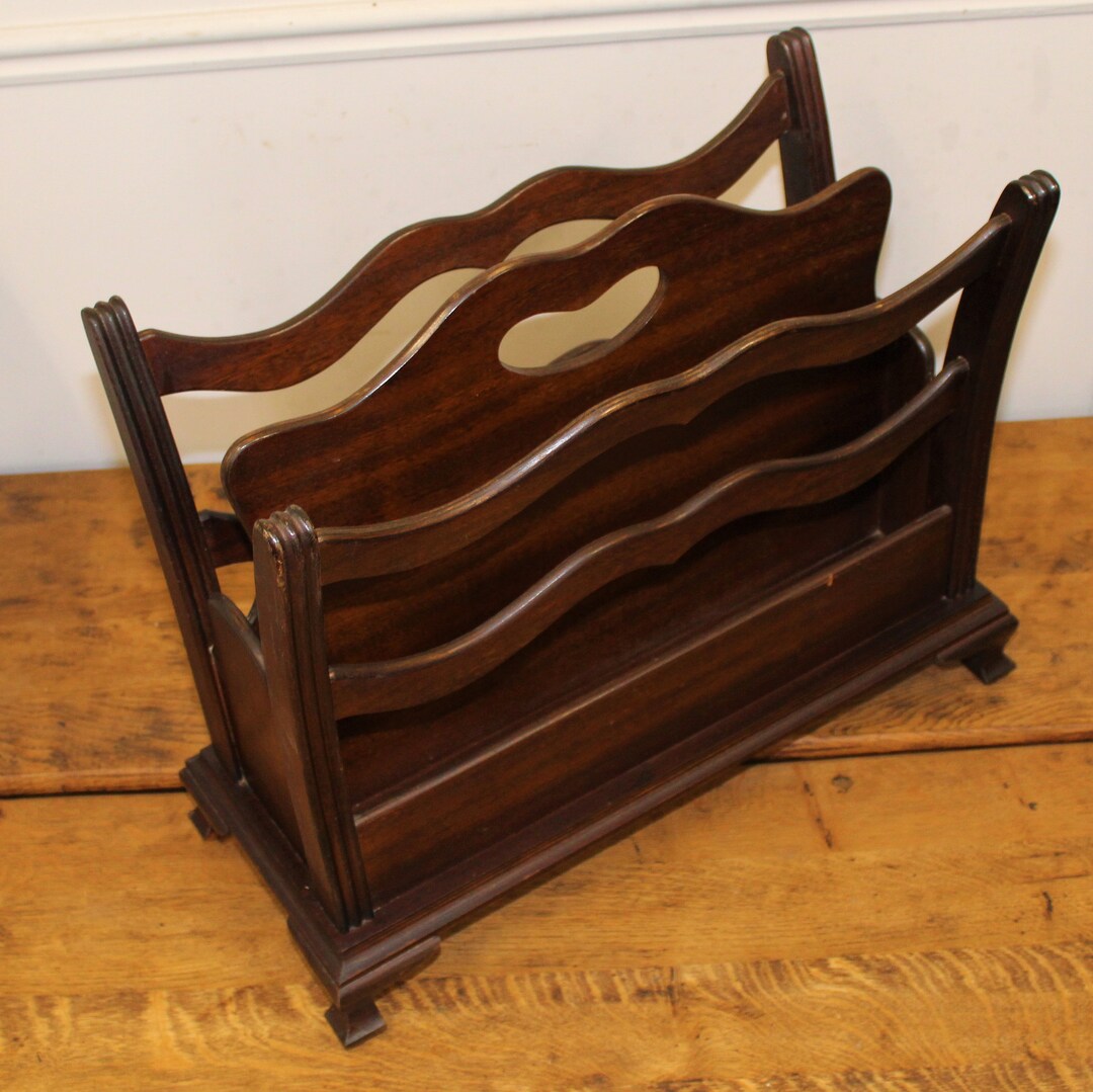 Vintage Mahogany Letter Magazine Rack Desk Cabinet Box Industrial ...