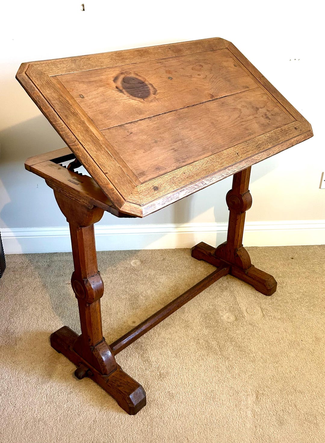 Antique Metamorphic Victorian Reading Table Architect Wooden Draughtman ...