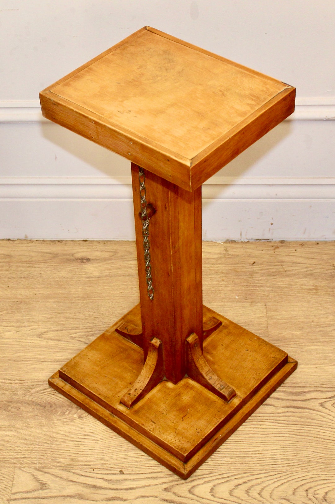 Antique Gothic Adjustable Pine Stand Vintage Plinth Shop Display Old ...