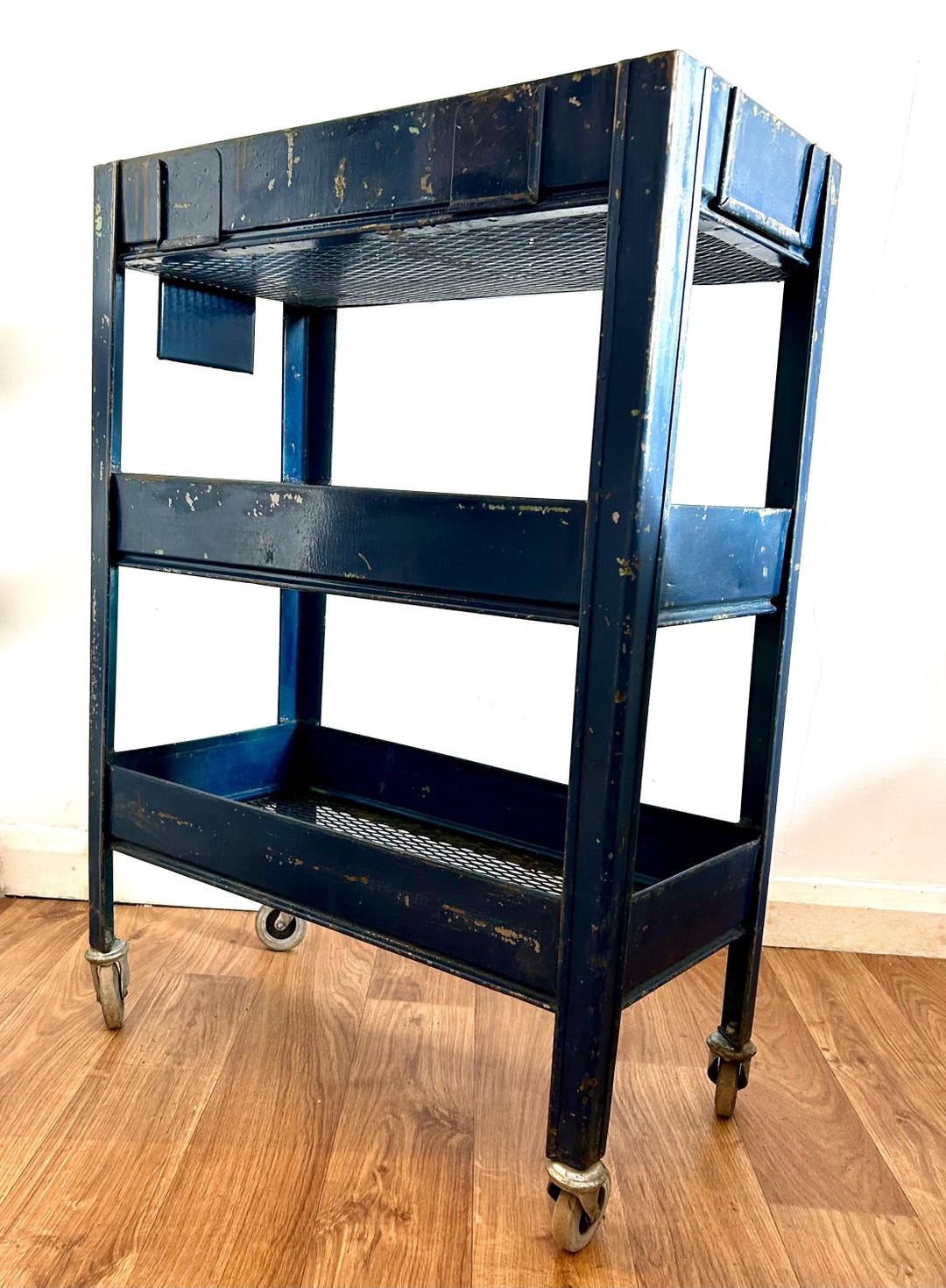 Industrial Factory Blue Shelving Unit Trolley Cabinet Storage Metal ...