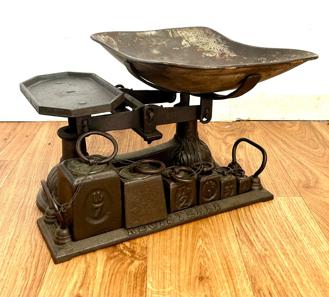 Vintage Cast Iron Kitchen Scales Art Nouveau 1920s Antique Industrial ...