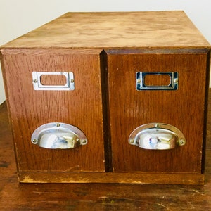 1960s Two Draw Cabinet Card Index Holder Furniture Industrial Antique ...