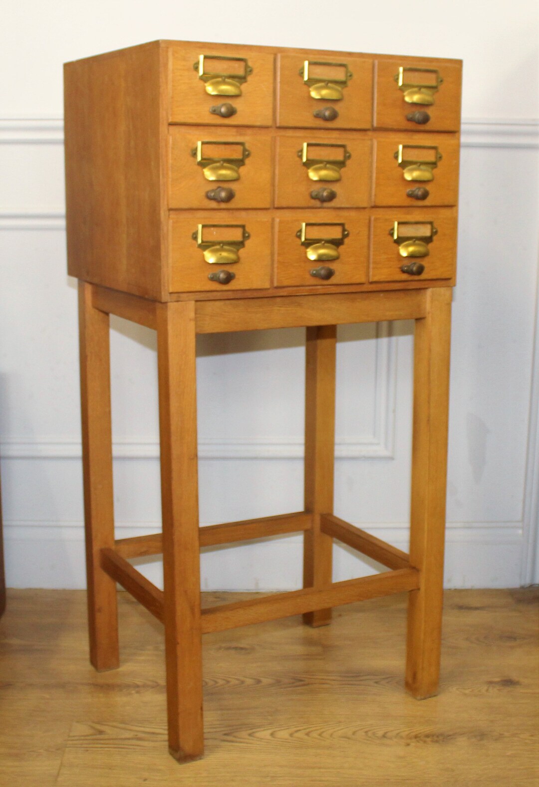 1950s Nine Drawer Cabinet Card Index Holder Office Industrial Antique ...