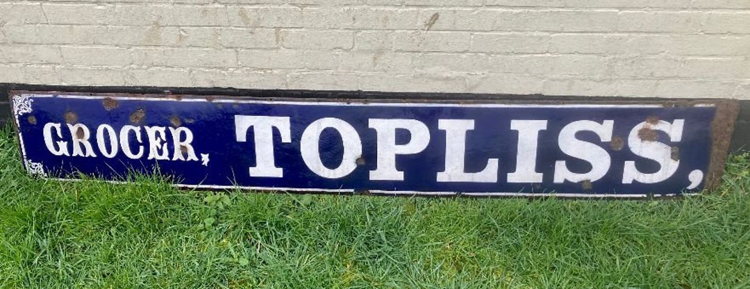 Victorian Grocer Enamel Sign Advertising Decor Mancave Shop Metal ...