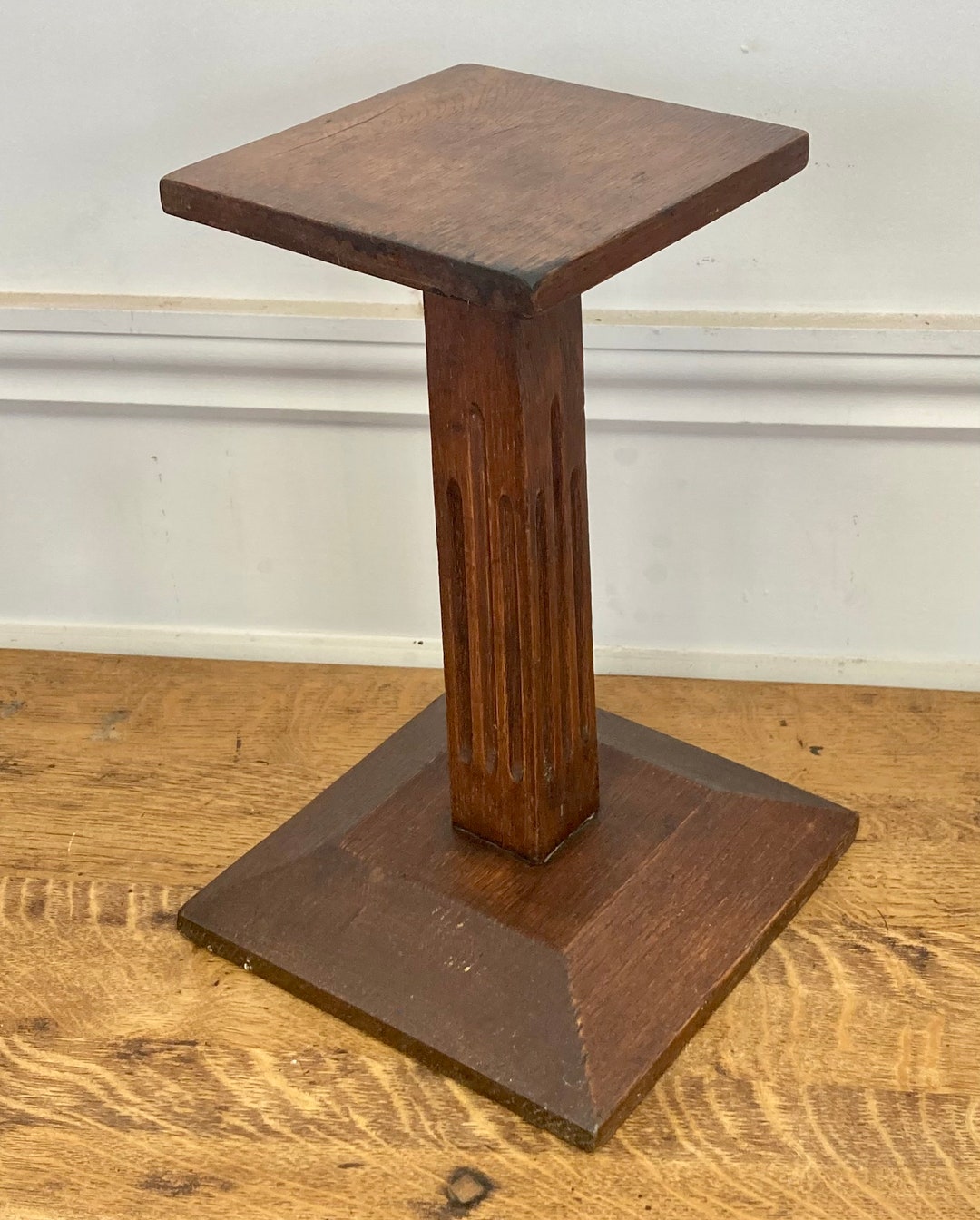 Antique Oak Display Stand Plinth Display Jardinière Plant Side Columns ...
