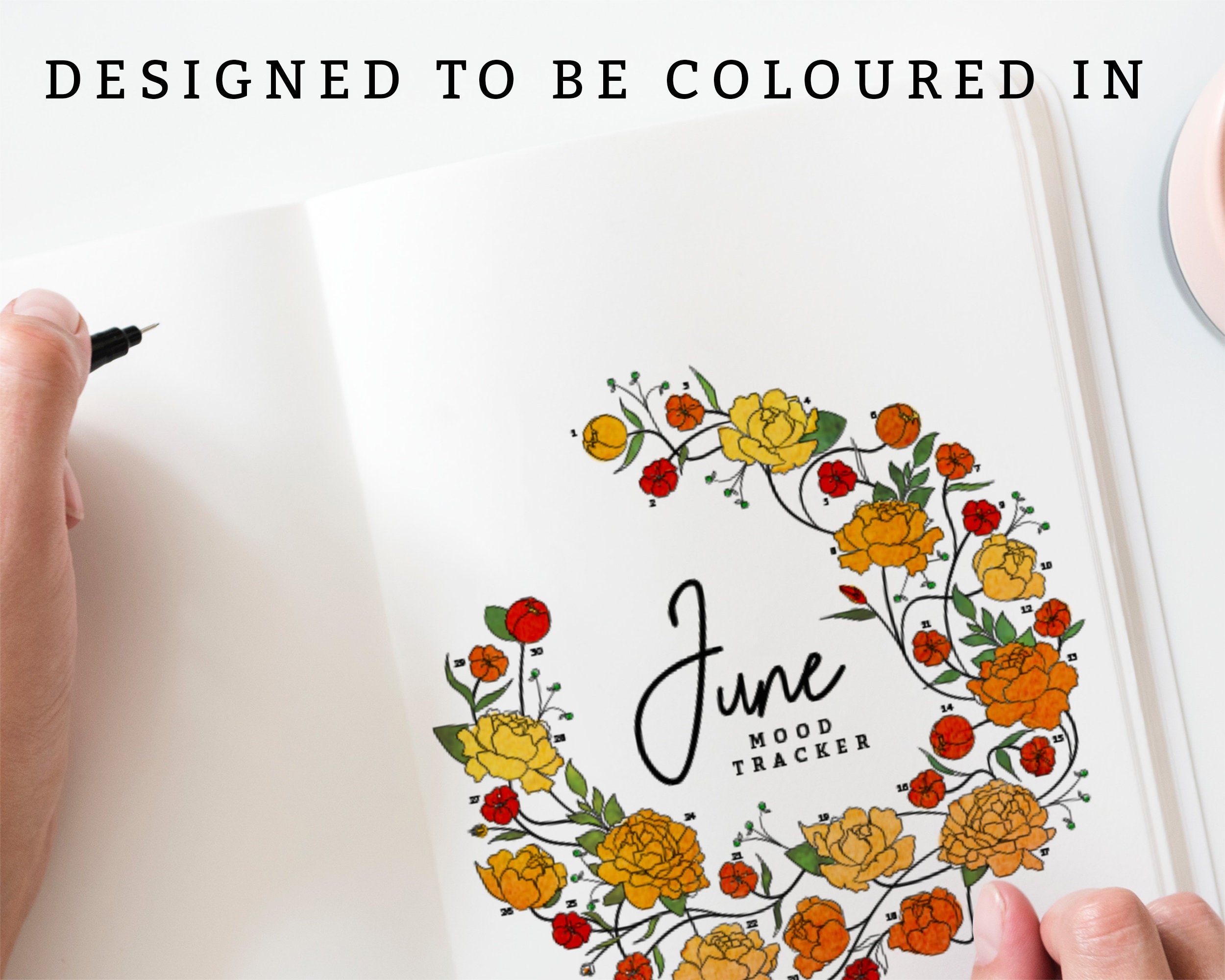 MONTHLY MOOD TRACKER Printable Bullet Journal Templates | Etsy