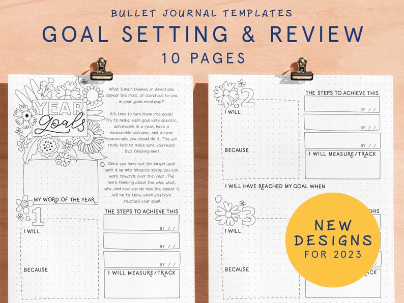 GOAL SETTING & REVIEW Printable Bullet Journal Template - Etsy