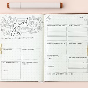 GOAL SETTING & REVIEW Printable Bullet Style Journal Template Page 2025 ...